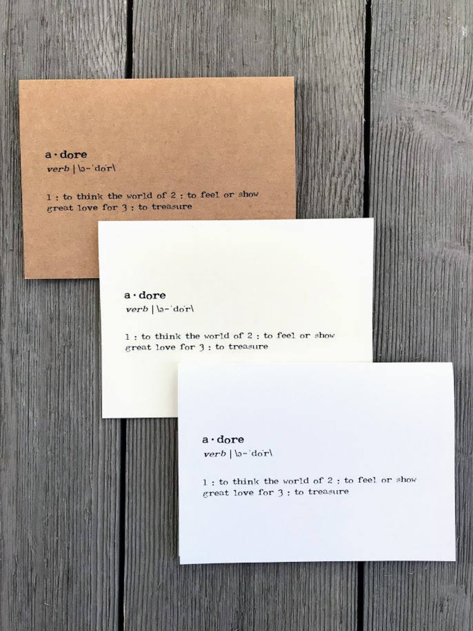 Adore Definition Greeting Card in Typewriter Font With | Etsy