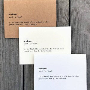 Adore Definition Greeting Card in Typewriter Font With Envelope and ...