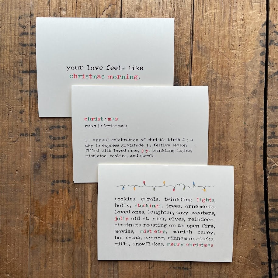 Christmas Definition Greeting Card in Typewriter Font With Envelope and ...
