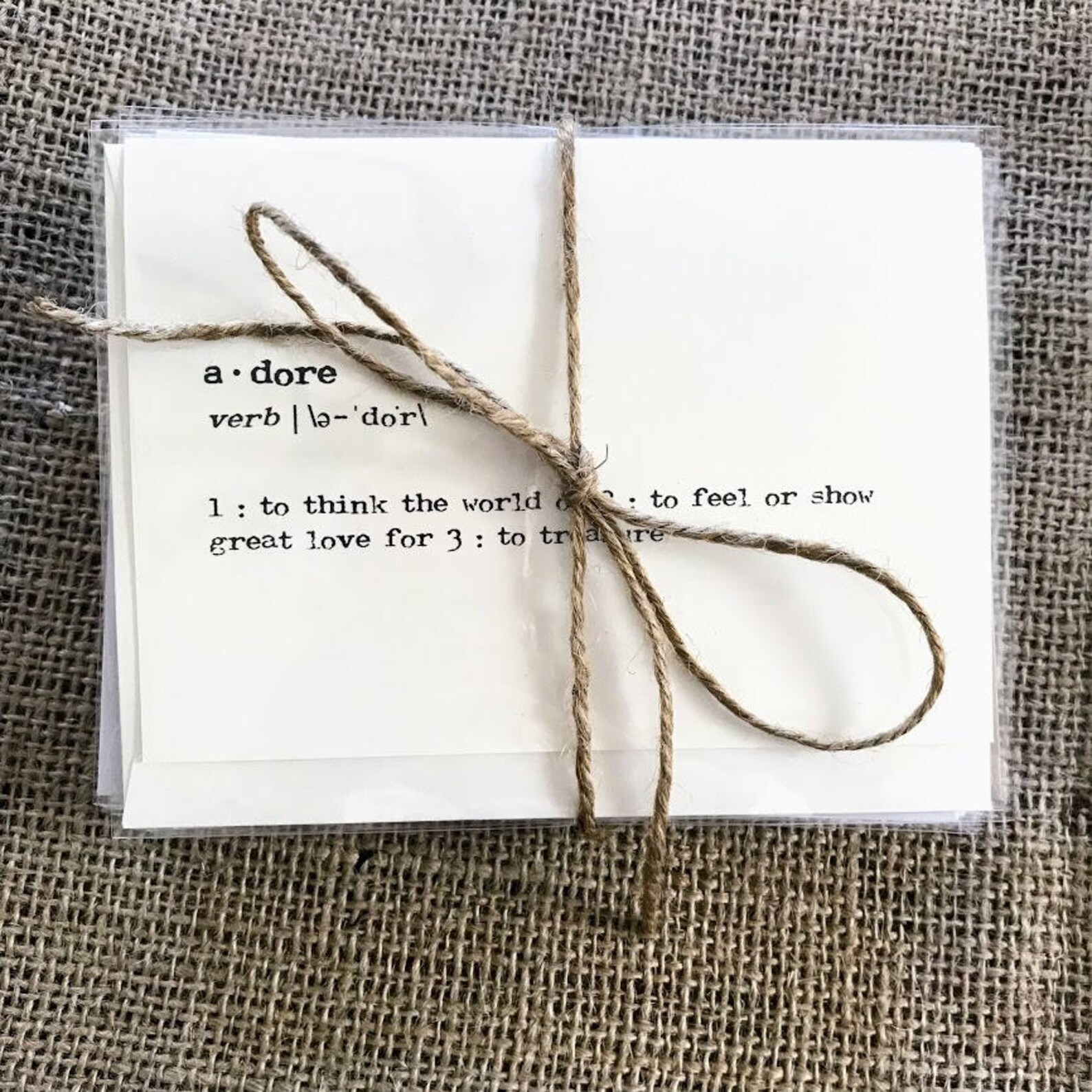 Adore Definition Greeting Card in Typewriter Font With | Etsy