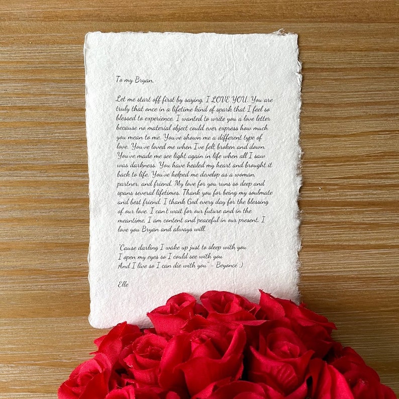 Custom Love Letter Print on Handmade Paper in 5x7 8x10 - Etsy