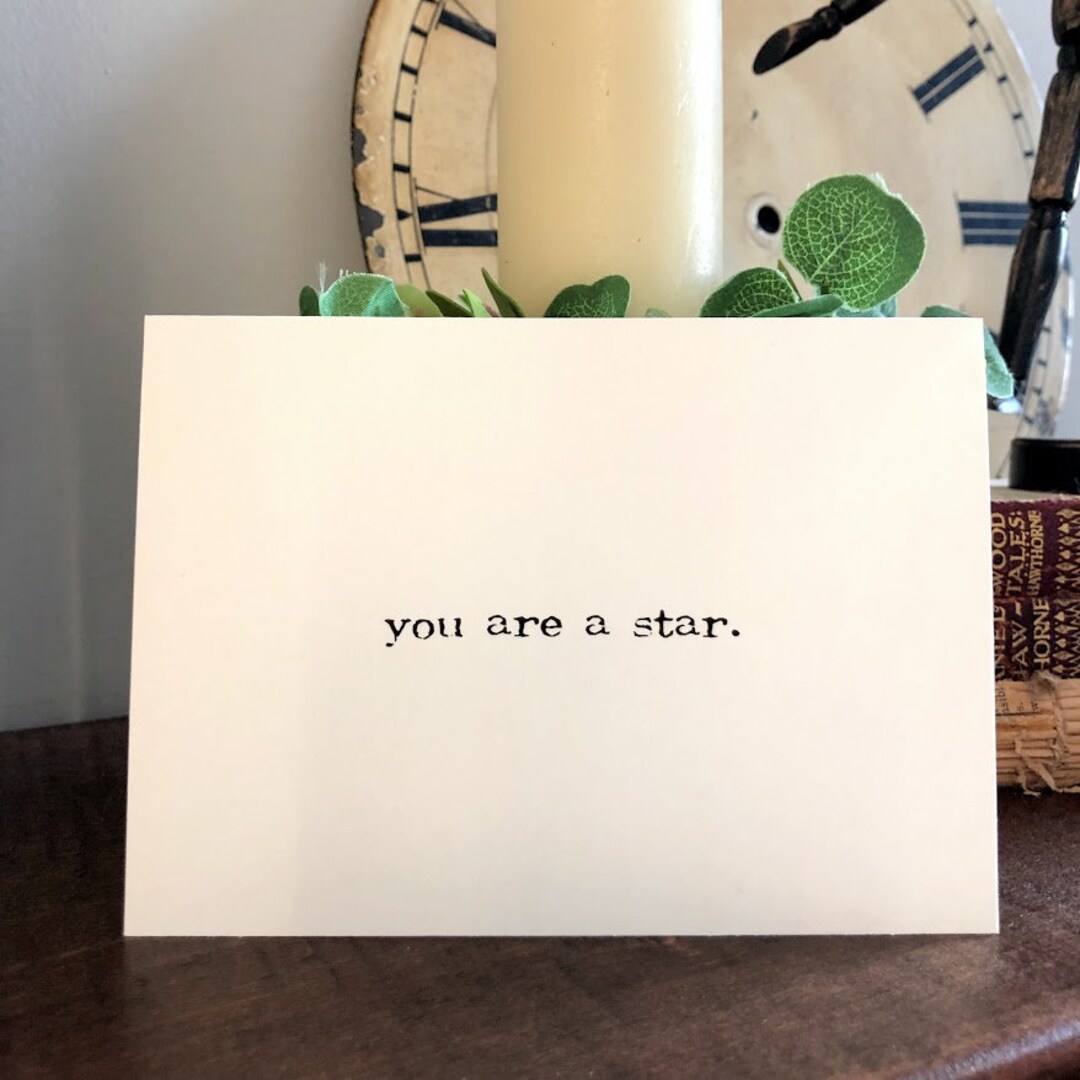 You Are a Star Compliment Greeting Card in Typewriter Font With ...
