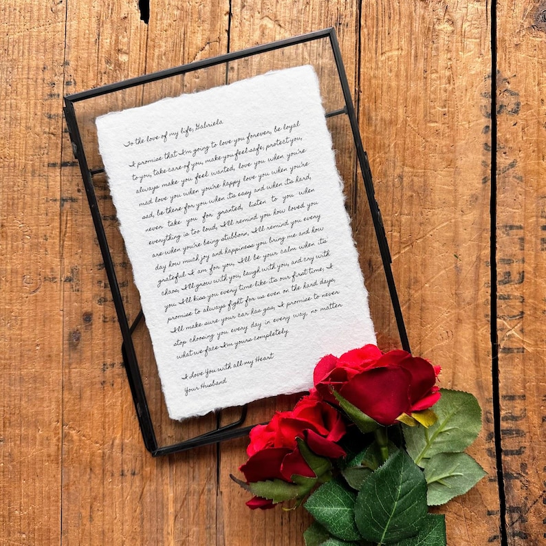 Custom Love Letter Print on Handmade Paper in 5x7, 8x10, 11x14, Paper ...