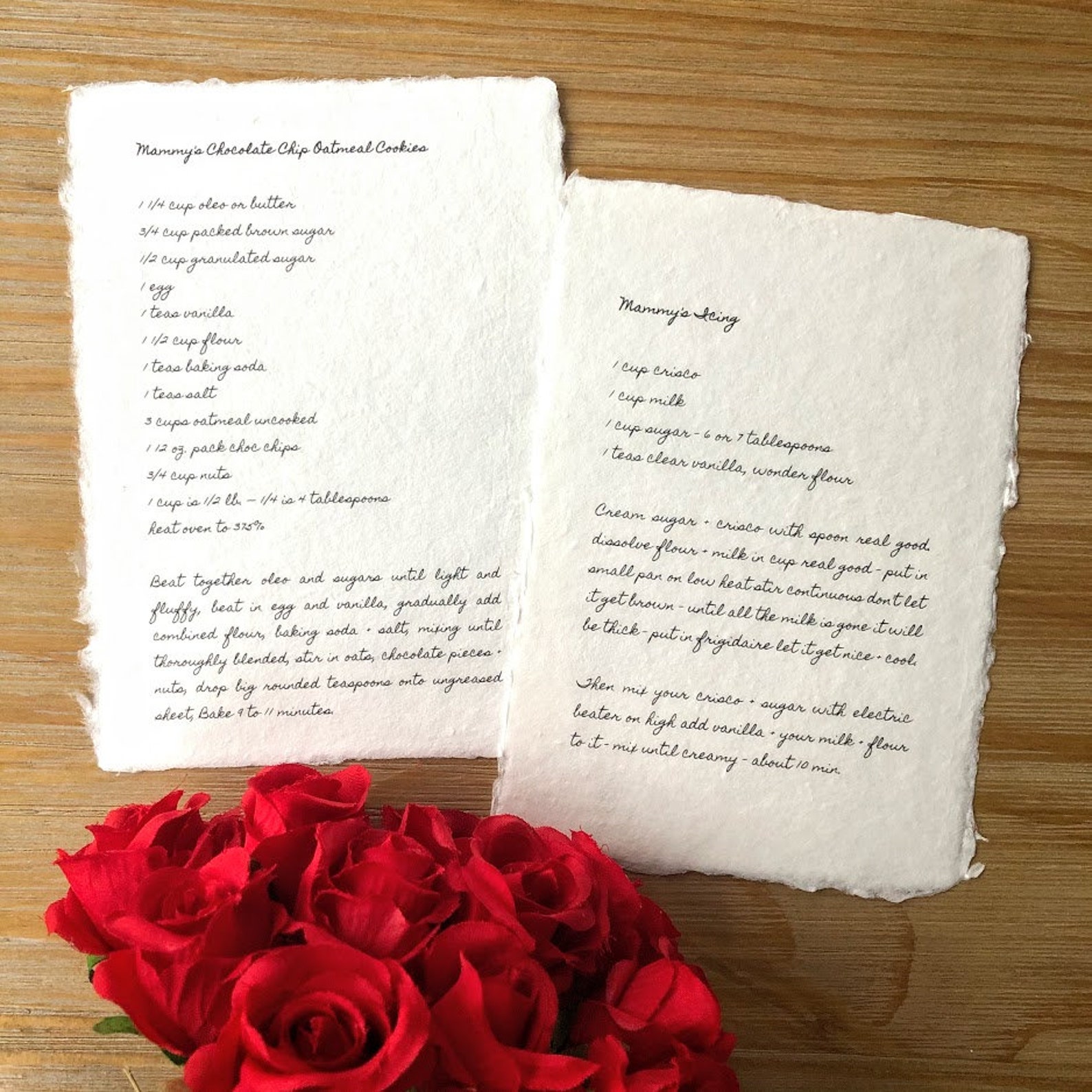 Custom Recipe Print on Handmade Paper Grandma's Cookie | Etsy