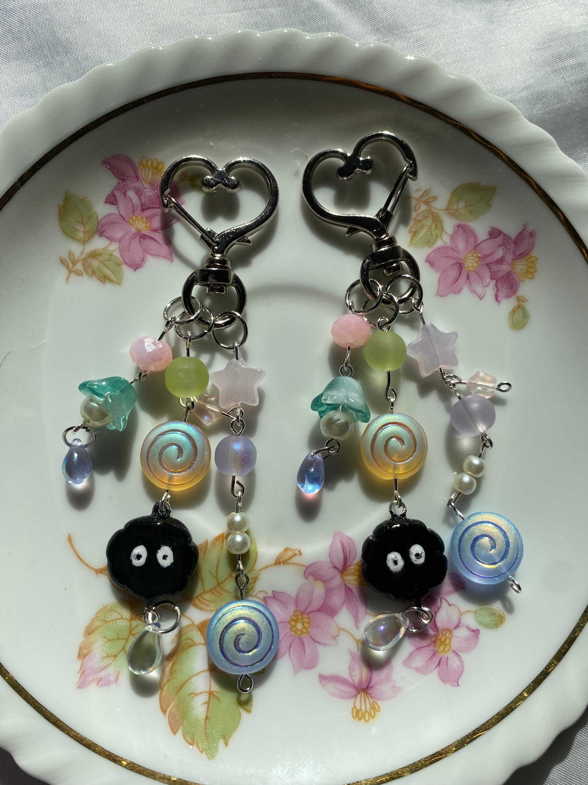 Studio Ghibli My Neighbor Totoro Soot Sprite Clay Charm Beaded Keychain - Etsy
