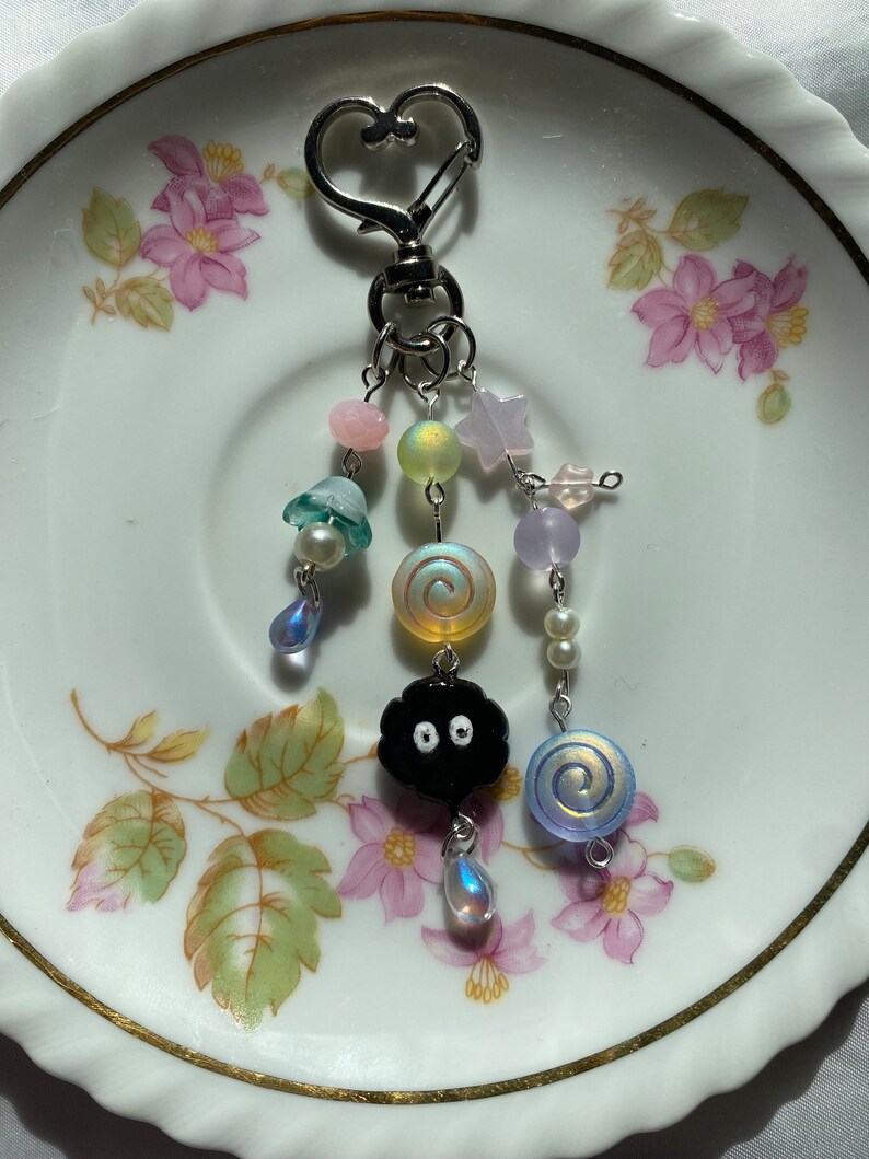 Studio Ghibli My Neighbor Totoro Soot Sprite Clay Charm Beaded Keychain ...
