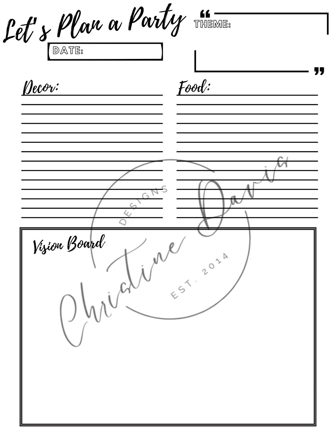 Let's Plan a Party Planning Sheet - Etsy
