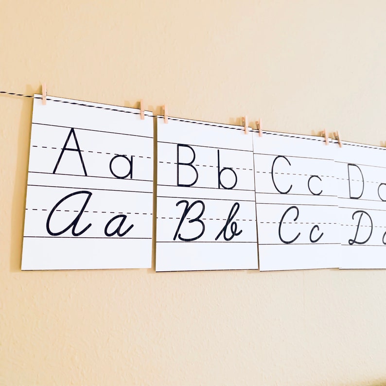 Printable Cursive / Print Wall Cards for School Handwriting Instant ...