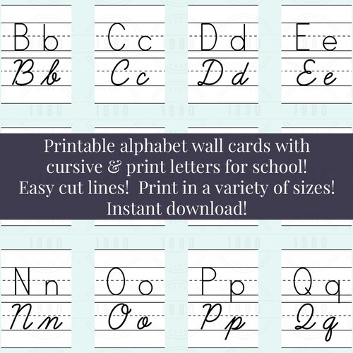 Printable Cursive / Print Wall Cards for School Handwriting - Etsy