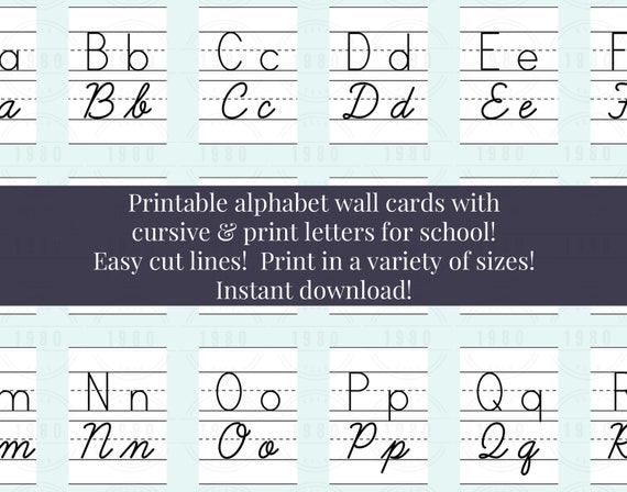 Printable Cursive / Print Wall Cards for School Handwriting - Etsy