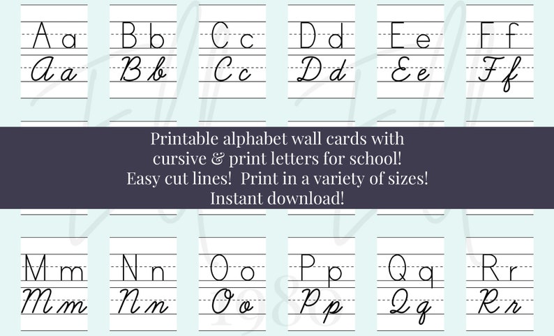 Printable Cursive / Print Wall Cards for School Handwriting | Etsy