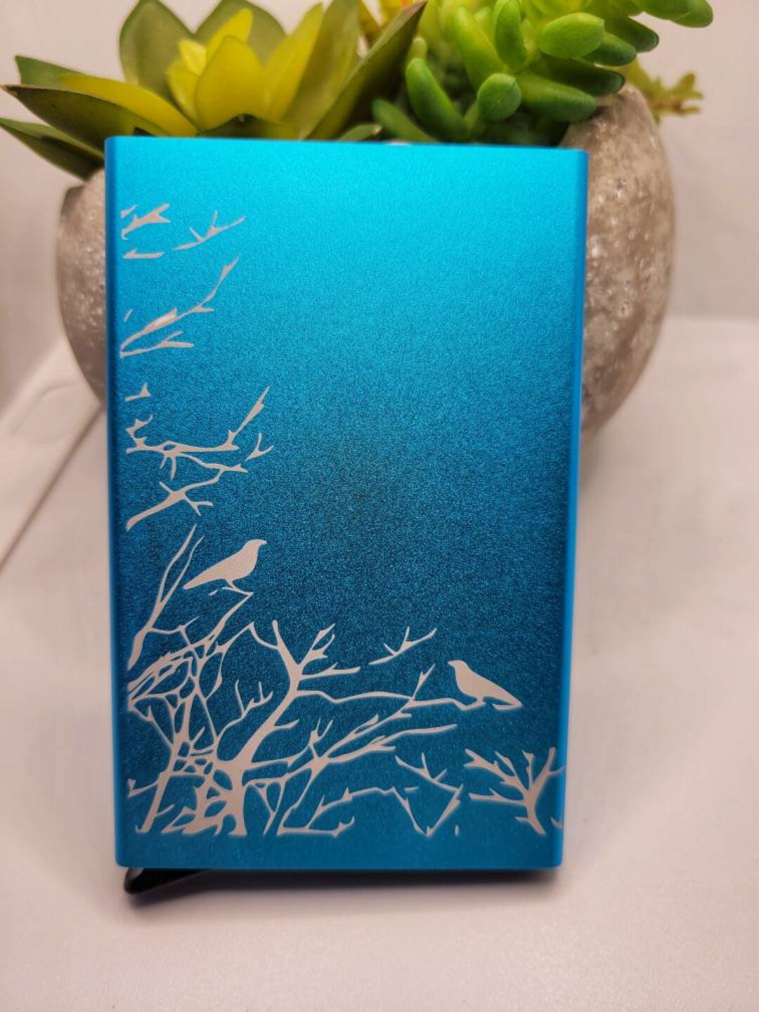 Minimalist Wallet | Engraved Wallet | Birds on Branches | Mens Wallet ...