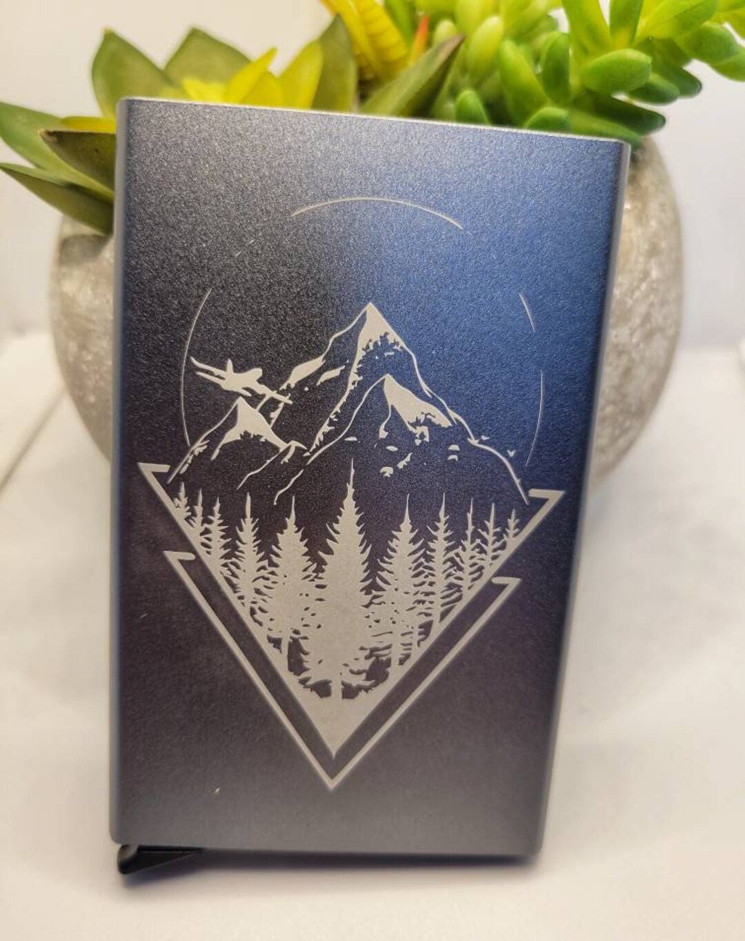 Engraved Metal Minimalist Wallet: Adventure Design, RFID Protection - Etsy
