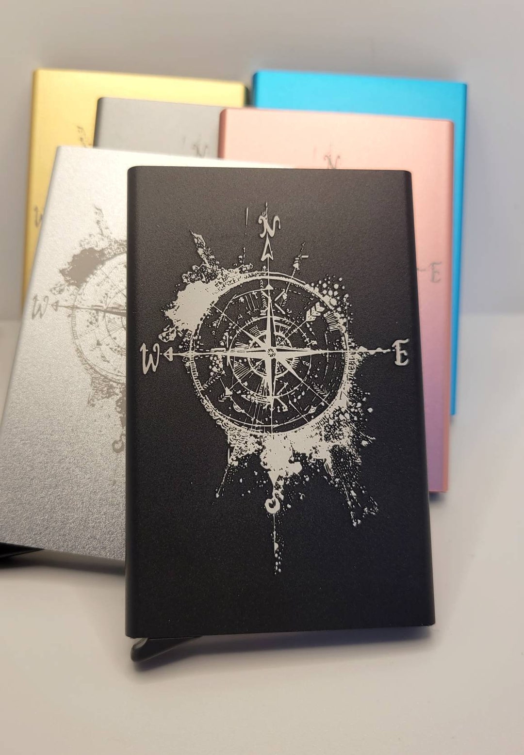 Minimalist Wallet | Engraved Wallet | Compass Minimalist Wallet | Mens ...