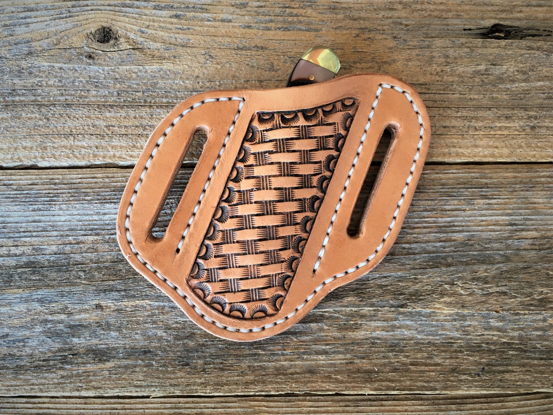 Trapper Knife Sheath, Slanted Pancake, Tooled, Belt - Etsy