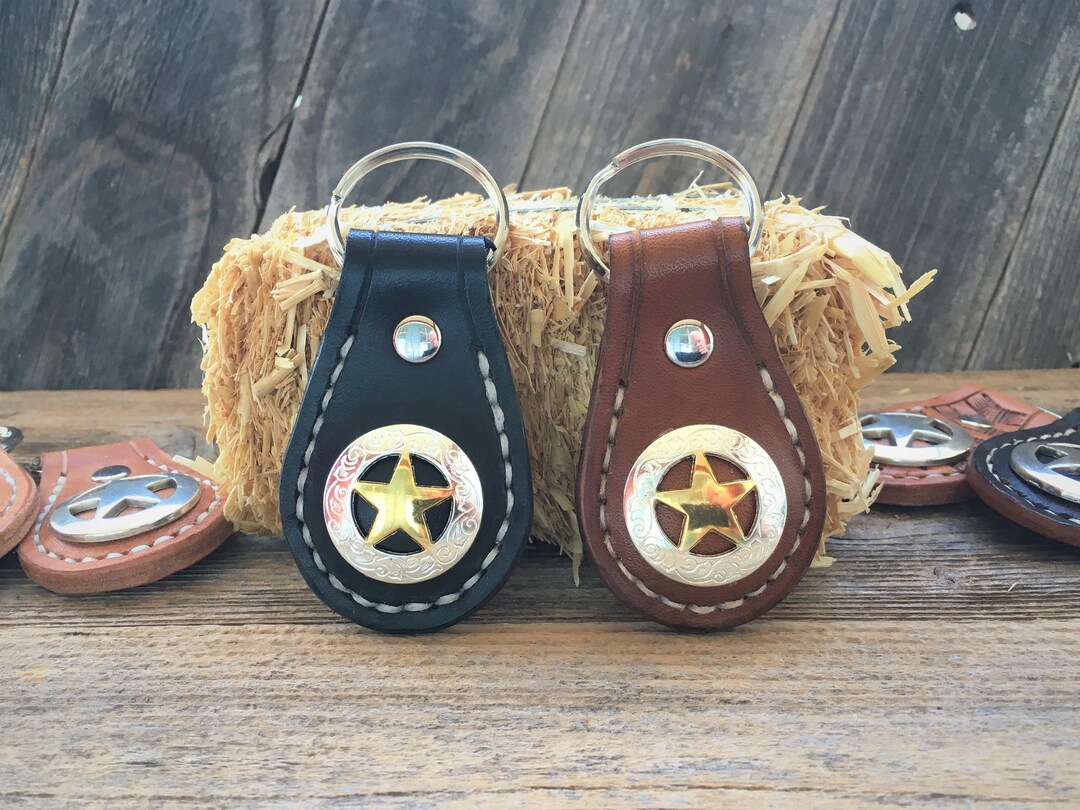 Leather Key Fob, Leather Key Chain, Texas Star, Concho - Etsy