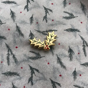 Tiny Christmas Holly Enamel Pin // Hard Enamel Pin, Christmas Pin ...