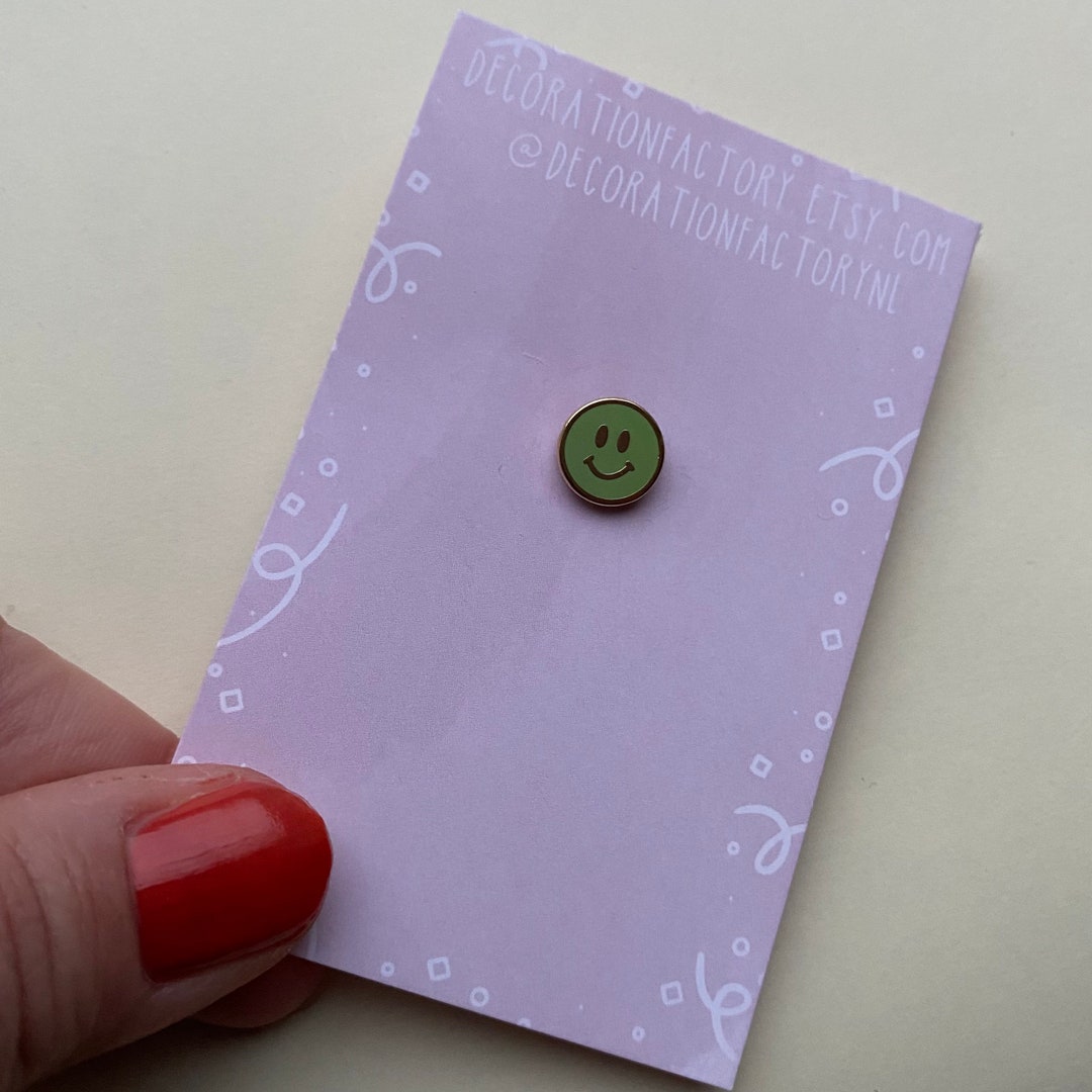 Small Green Smiley Enamel Pin // Smile Pin | Spread Happiness | Tiny ...