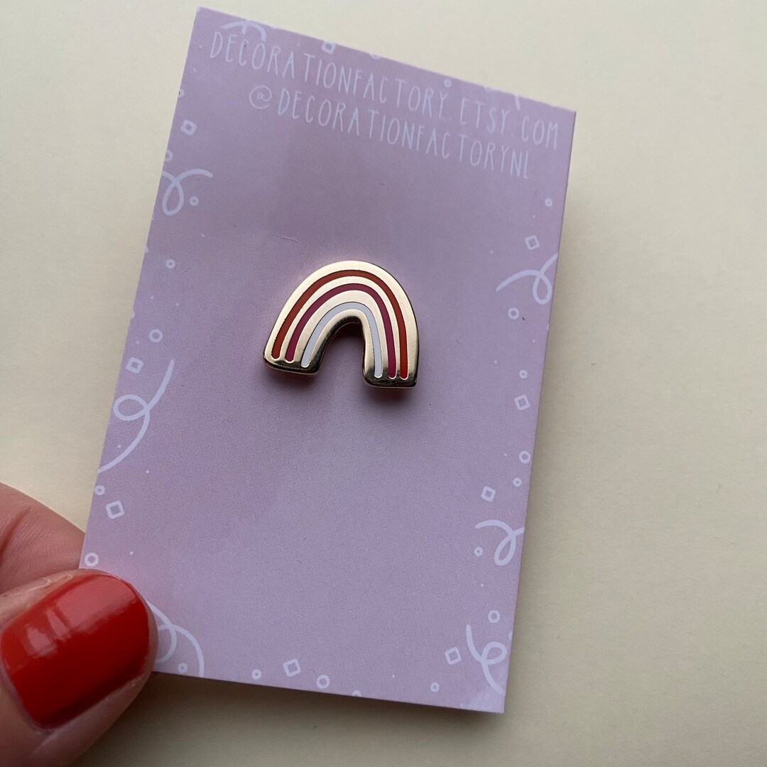 Small Pink With White Rainbow Enamel Pin // Rainbow Pin Spread ...