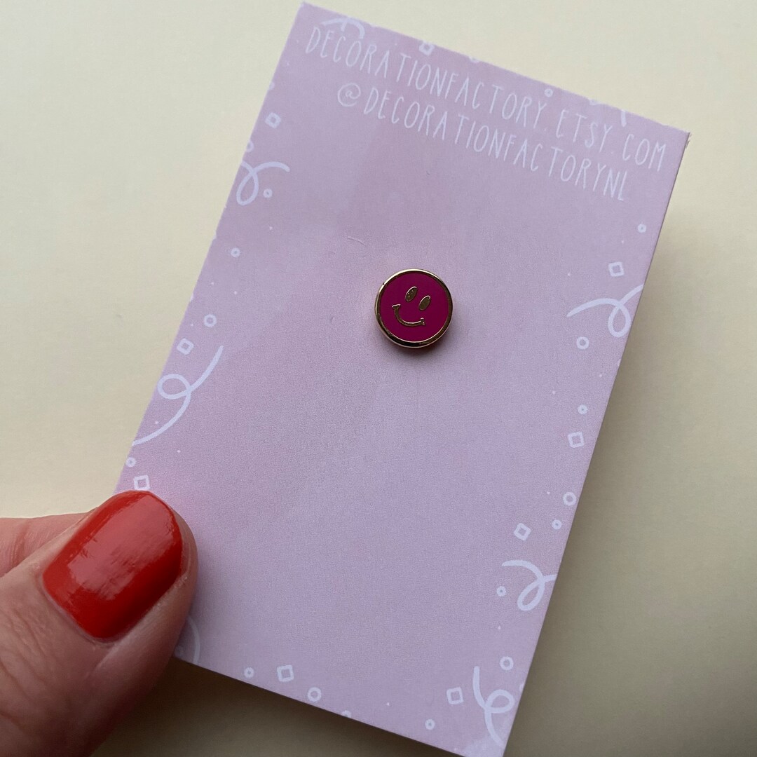 Small Pink Magenta Smiley Enamel Pin // Smile Pin | Spread Happiness ...