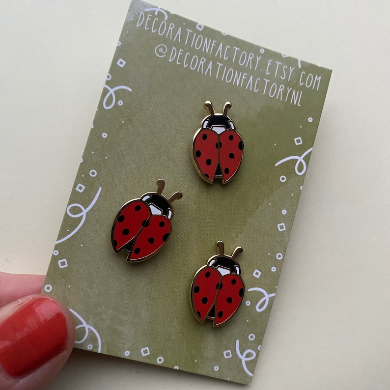 Set of 3 Tiny Ladybug Enamel Pins // Hard Enamel Pin Bug Pin - Etsy
