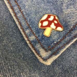 Mushroom Enamel Pins // Hard Enamel Lapel Pin Gold Plated Fall - Etsy