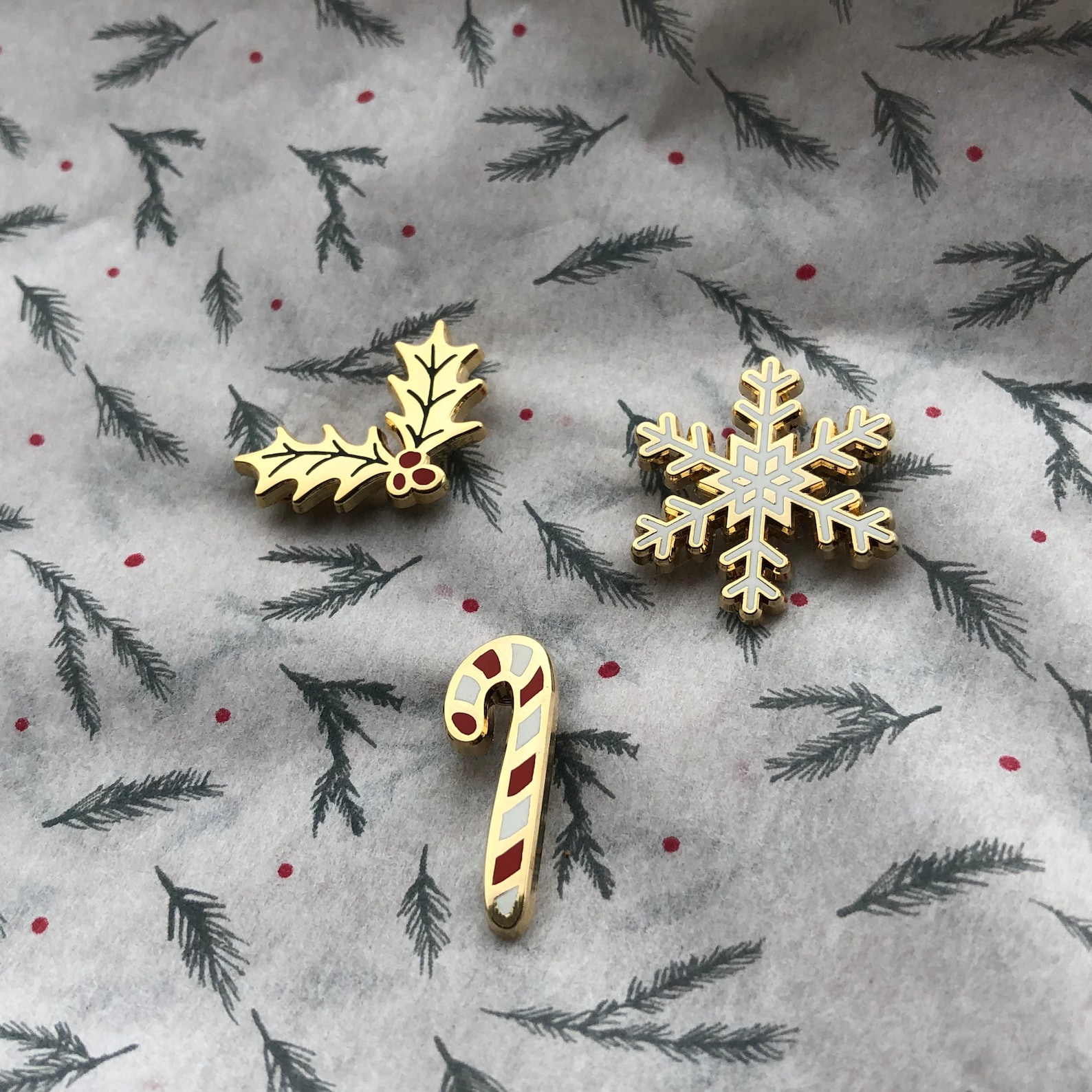 Tiny Christmas Holly Enamel Pin // Hard Enamel Pin, Christmas Pin ...