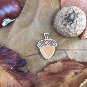 Acorn Enamel Pins // Hard Enamel Lapel Pin Gold Plated Fall Badge ...