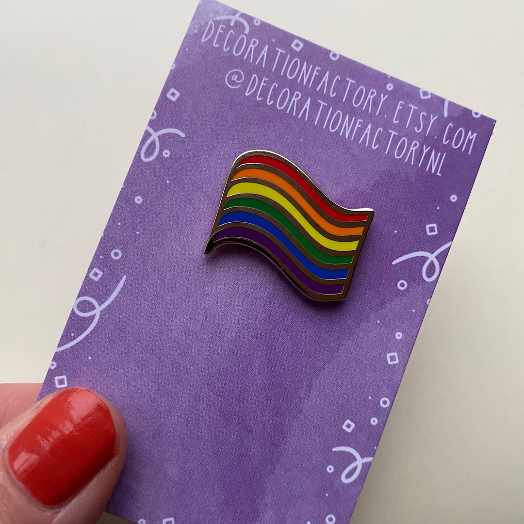 LGBT Pride Flag Hard Enamel Gold Plated Pin - Gay Flag, Rainbow Flag ...