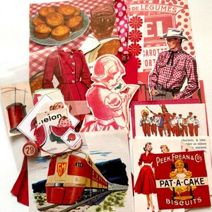 35 Red Ephemera/vintage Paper Pack/junk Journal Scrapbook Kit/red ...