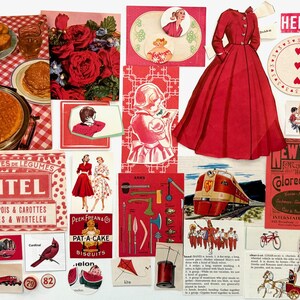 35 Red Ephemera/vintage Paper Pack/junk Journal Scrapbook Kit/red ...