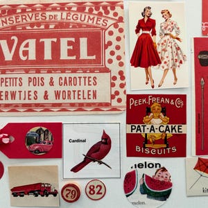 35 Red Ephemera/vintage Paper Pack/junk Journal Scrapbook Kit/red ...