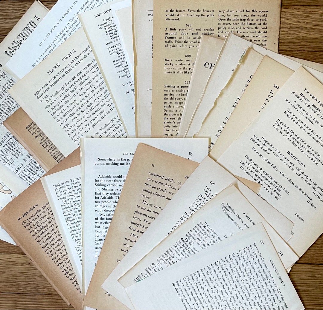 Vintage Book Pages, Variety Paper Pack, 25 Neutral Junk Journal Pages ...