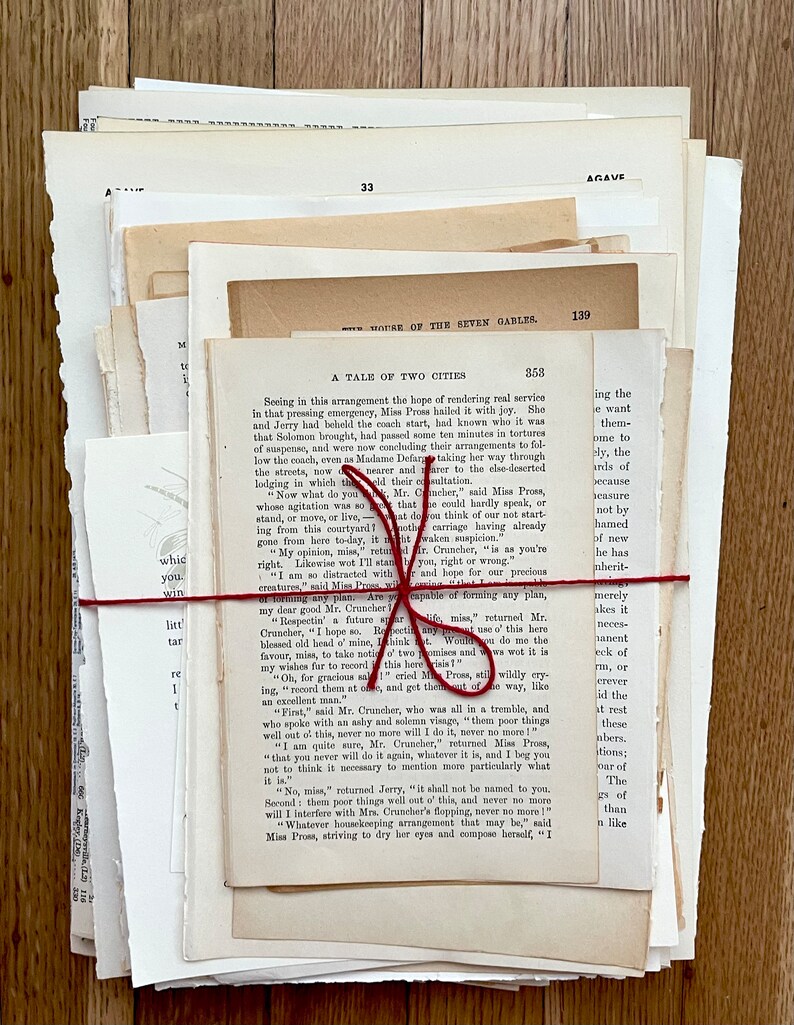 Vintage Book Pages, Variety Paper Pack, 25 Neutral Junk Journal Pages ...