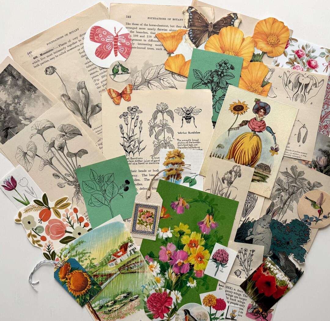 35+ Vintage Garden Ephemera Pack/flower Gardening Junk Journal Pages ...