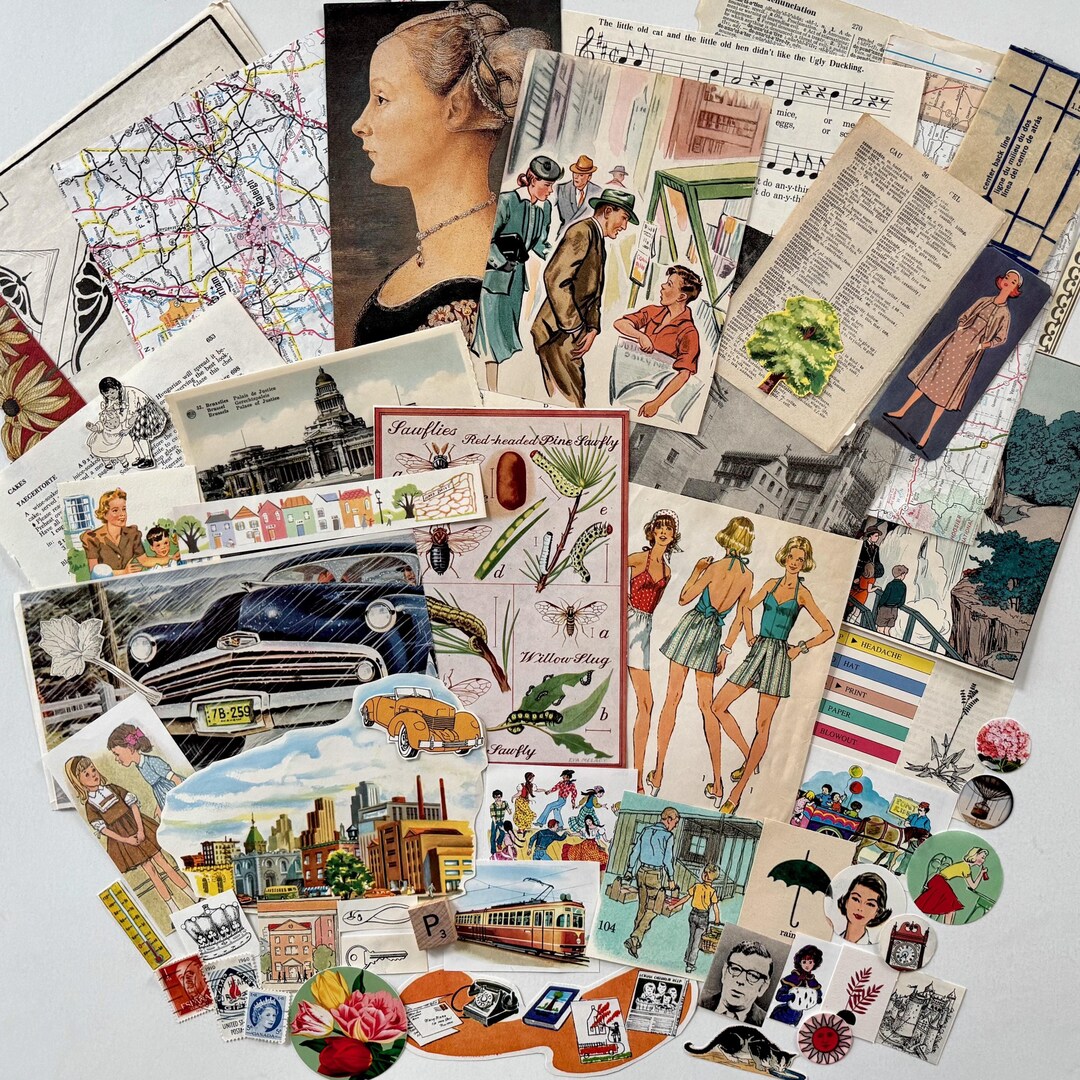 50+ Variety Theme Paper Pack/vintage Ephemera Starter Kit/maps ...