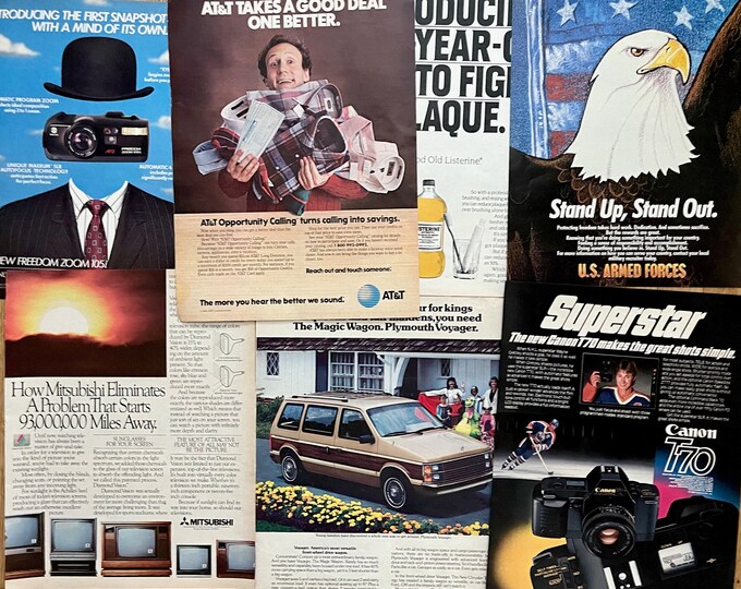 20 Large Vintage Ads Variety Pack/1980's-1990's Magazine Advertising ...