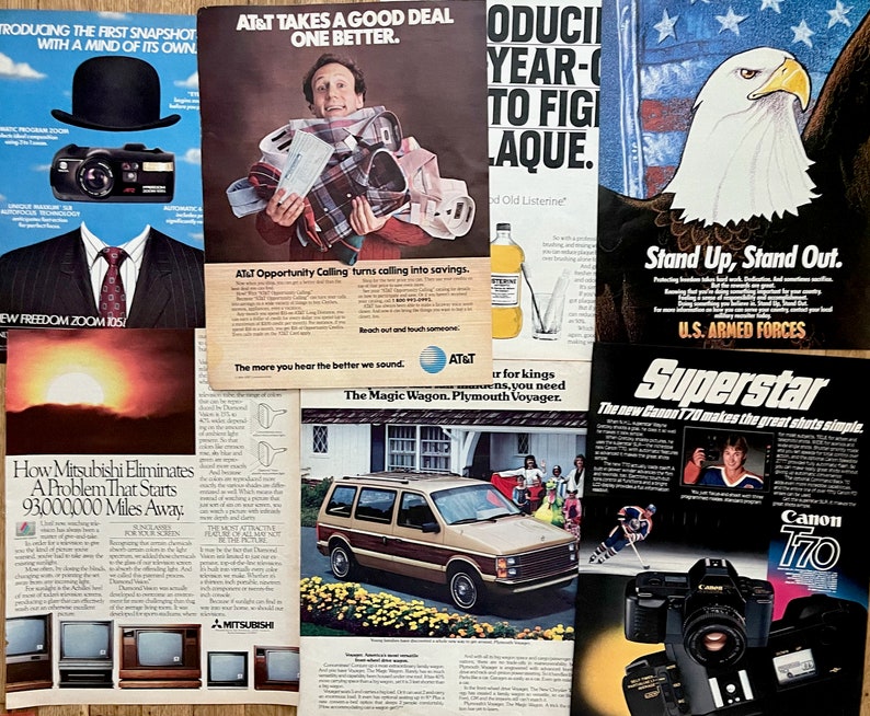 20 Lg. Vintage Ads Variety/1980's-1990's Magazine - Etsy