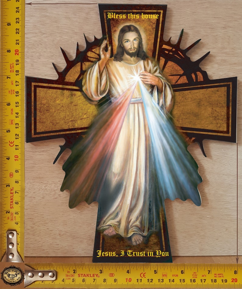 Divine Mercy Cross, Gold Plated With 24 Carats, With a Glossy Finish ...