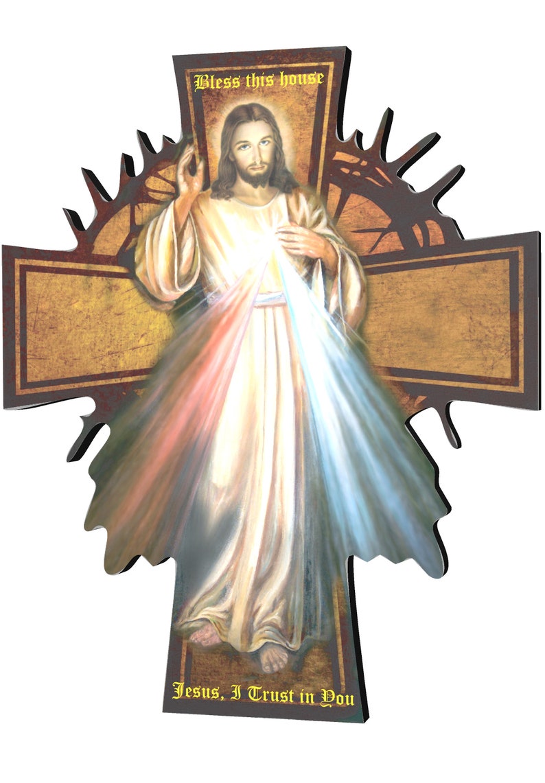 Divine Mercy Cross, Gold Plated With 24 Carats, With a Glossy Finish ...