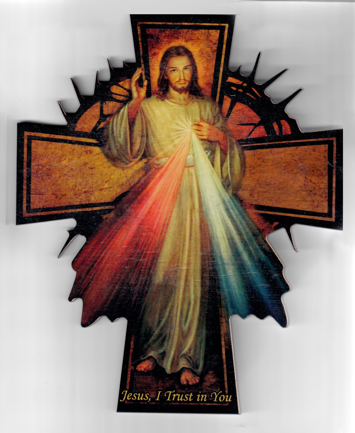 Divine Mercy Cross, Gold Plated With 24 Carats, With a Glossy Finish ...