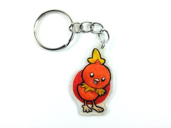 Torchic Keychain Hand-drawn on Shrinky Dink Plastic | Etsy
