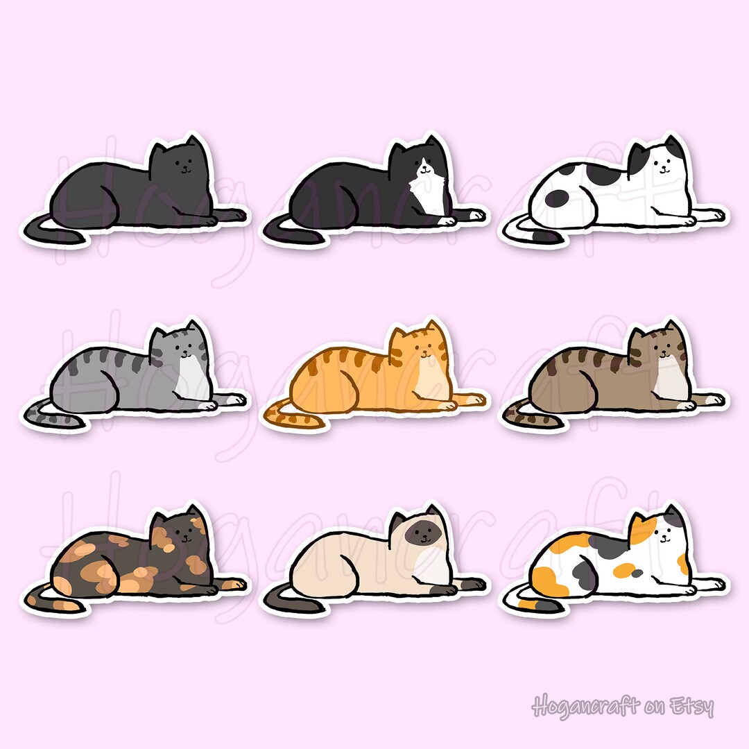 Sitting Cats Vinyl Sticker - Etsy