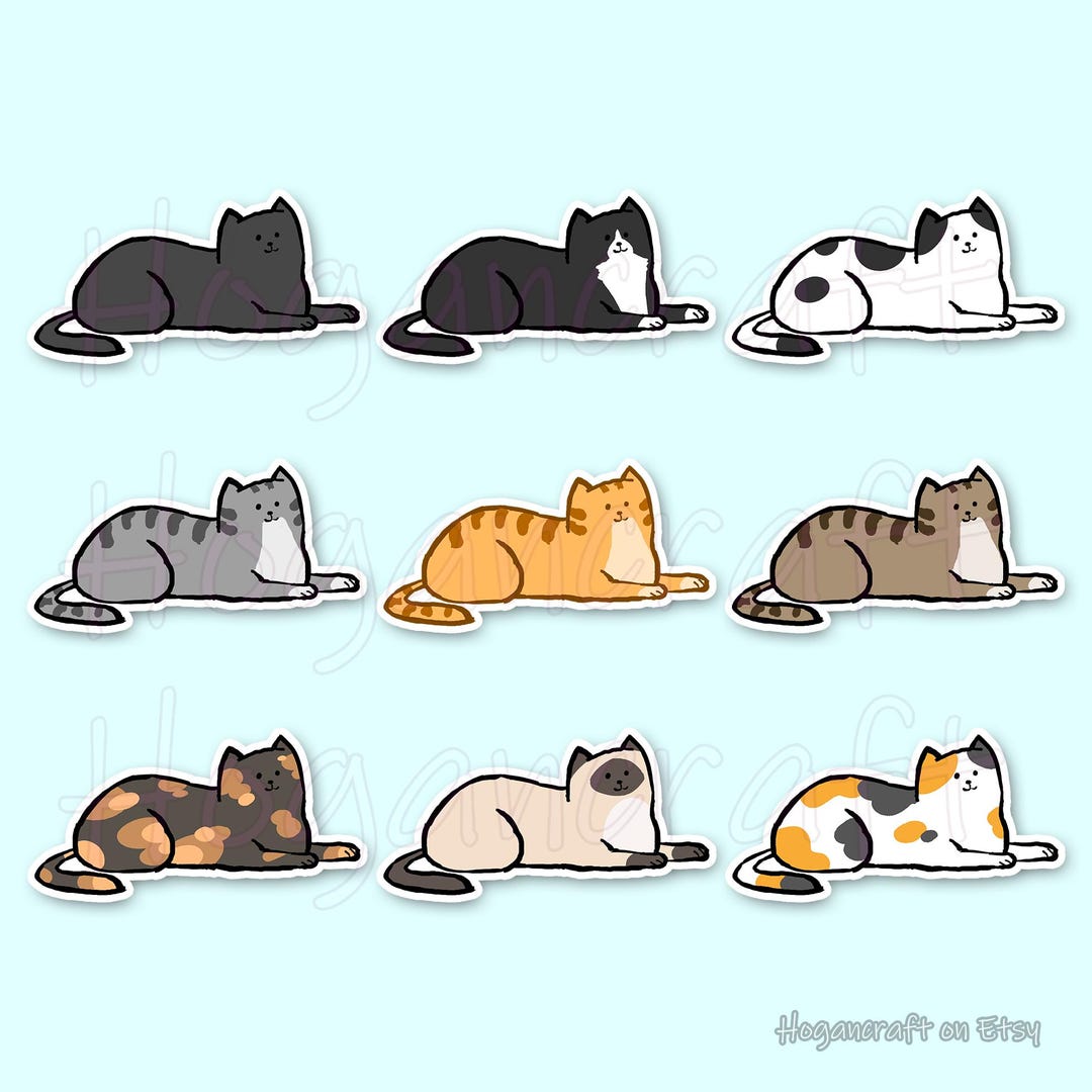 Sitting Cats Vinyl Sticker - Etsy