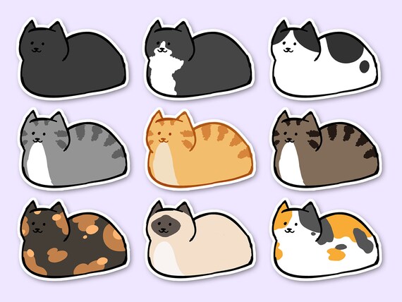 Cat Loaf Vinyl Stickers Tabby Tuxedo Tortie Calico and - Etsy