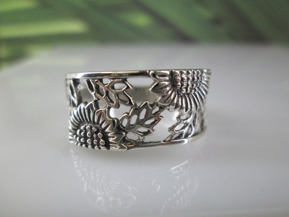 Sterling silver sunflower ring store