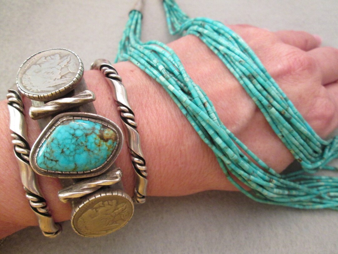 Genuine TURQUOISE 12 Strand Necklace>exquisite Santo Domingo Turquoise ...