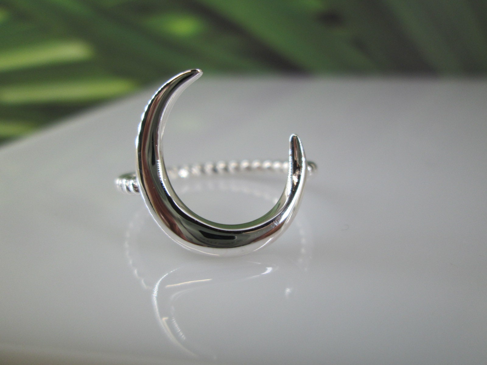 Large CRESCENT MOON Ring>sterling Silver Crescent Moon Ring,celestial ...