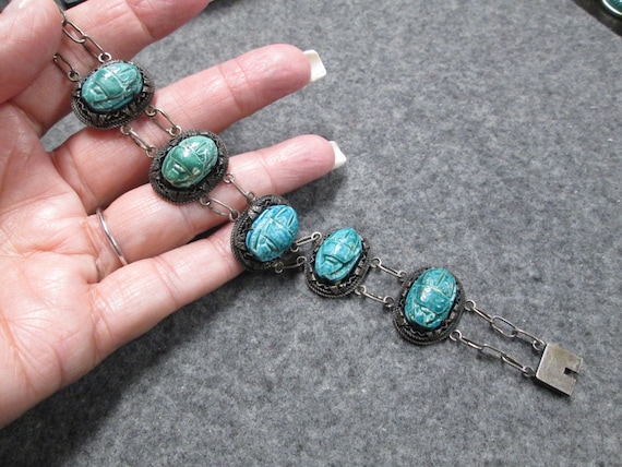 Turquoise SCARAB Bracelet>Egyptian Turquoise Faience … - Gem