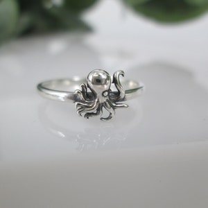 Sterling OCTOPUS Ring>dainty 925 Octopus Ring,octopi Ring,tiny Octopus ...
